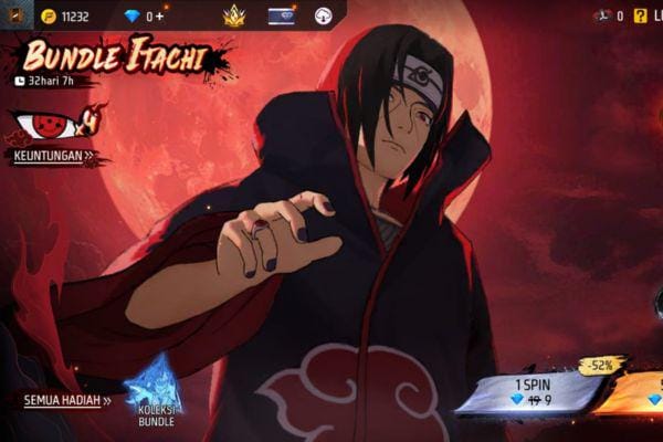 Cara Dapatkan Bundle Itachi Free Fire (FF) x Naruto Chapter 2 | GGWP